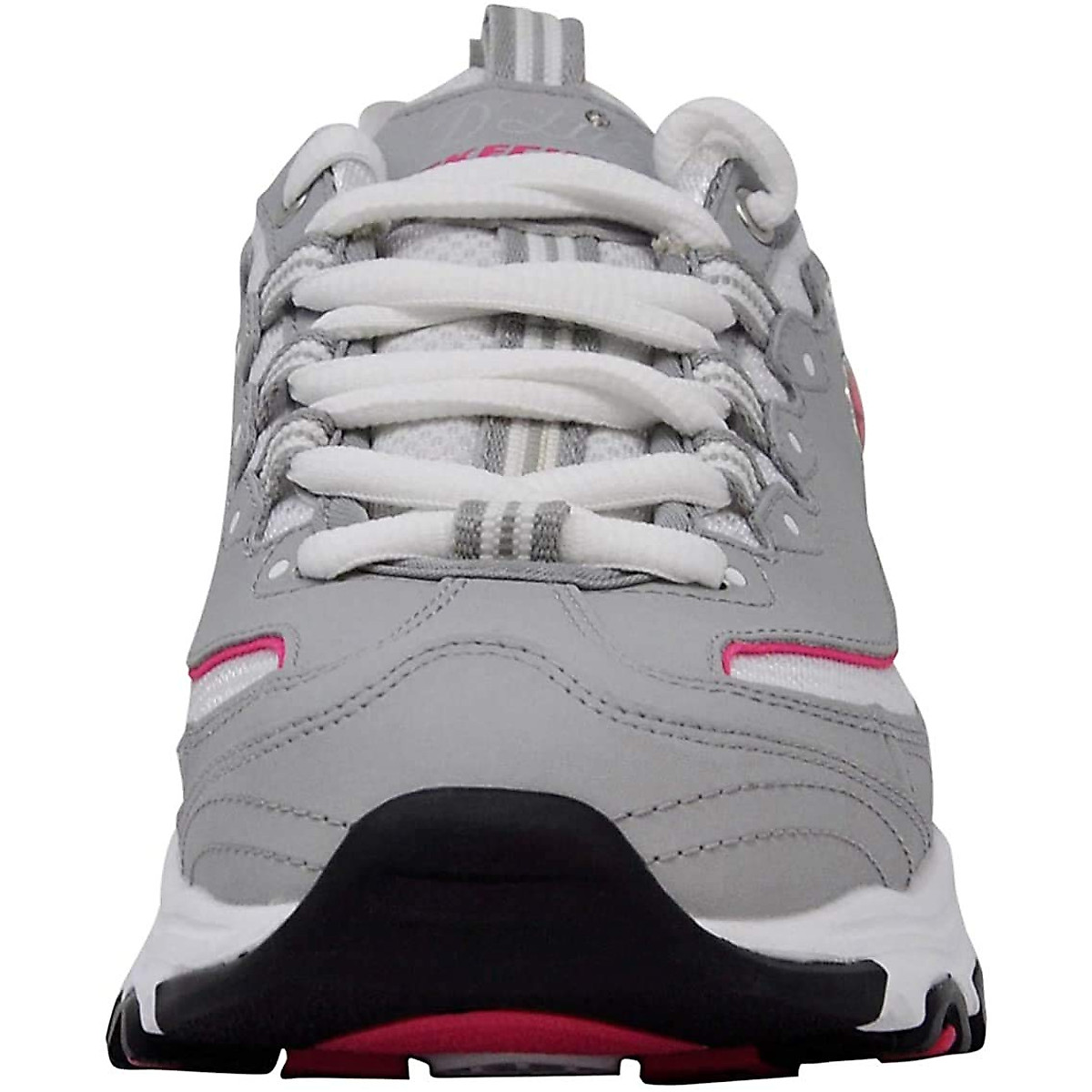 Skechers Women's D'Lites Original Lace-Up Sneaker, Grey/Pink, 8 W US