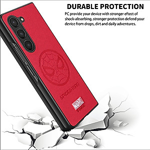 IRON SPIDER Case for Samsung Galaxy Z FOLD 5 5G, with Superhero character Compatible Galaxy Z FOLD 5 5G Leather Case RED