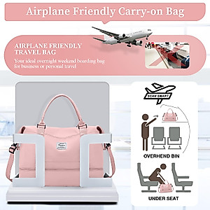 Weekender Bags for Women,Personal Item Travel Bag with Shoes Compartment,Overnight Travel Duffel Bag with Toiletry Bag