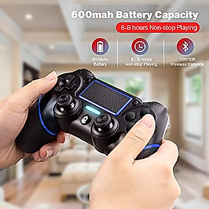 PPCgrop Wireless PS4 Controller Remote Controller Compatible with PS4/Slim/Pro, Wireless Gams Controller with Dual Vibration, 6-Axis Motion, Audio Function, Mini LED Indicator