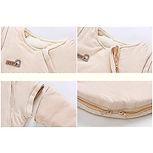 OuYun Baby Organic Sleeping Bag Autumn Detachable Sleeve Wearable Blanket,Small,2.5 Tog