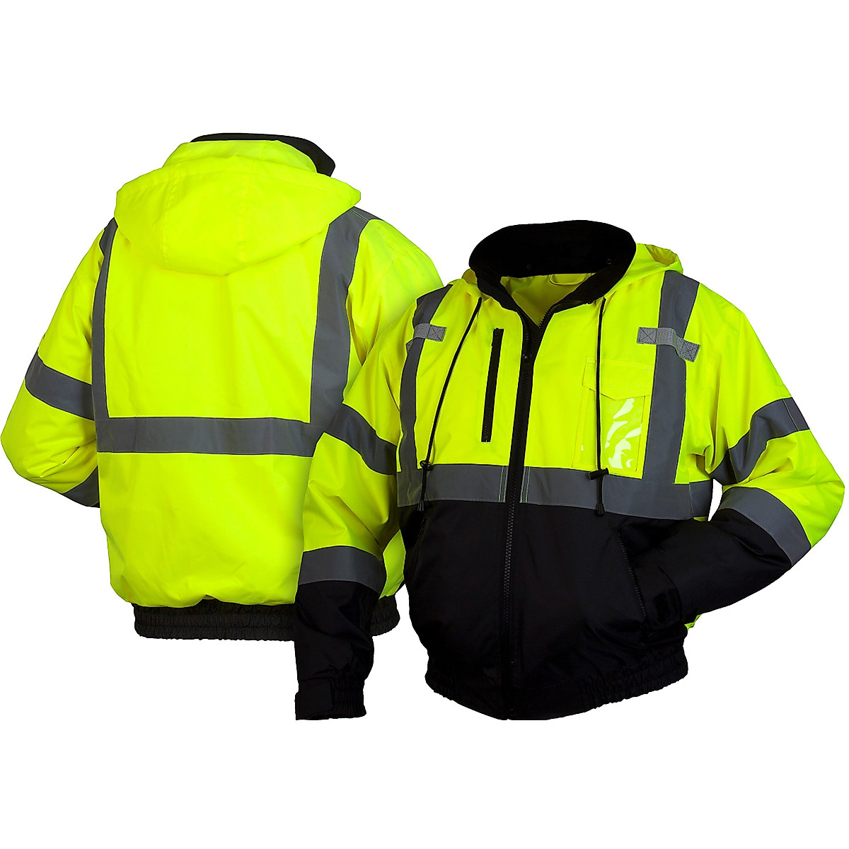 Pyramex RJ31 Series Waterproof Class 3 Fleece Bomber Safety Jacket, Lime, 2X-Large