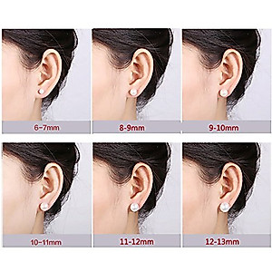 ALYC Pearl Earrings Genuine Freshwater Cultured Pearl White Button Stud Earrings with 925 Sterling Silver for Women(9.5-10.0mm)