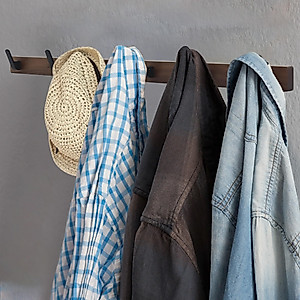 XSJHJDR Coat Hook Wall Coat Hooks 23.6 Inches Wall Hanger Hooks Walnut Wood Coat Rack with 6 Hooks for Hanging Clothes Towels Backpacks Keys Wooden Coat Hooks