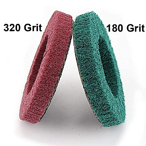 NUODUN 10Pcs 180/320 Grit Nylon Fiber Flap Disc Metal Polishing Wheel, Abrasive Buffing Grinding Discs for 4" Angle Grinder, Deburring and Rust Removal of Welds on Complex Surfaces