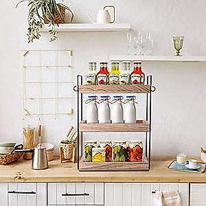 3-Tier Bathroom Countertop Organizer - Wood Bathroom Countertop Vanity Organizer Bathroom Trays for Counter, Skincare Organizer Makeup Cosmetic Holder Standing Storage Shelf, Kitchen Spice Rack