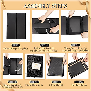 Lainlight Gift Boxes with Lids for Present 9.84 * 7.08 * 3.35 Inches with Card, Ribbon, Shredded Paper for Mother's Day Black