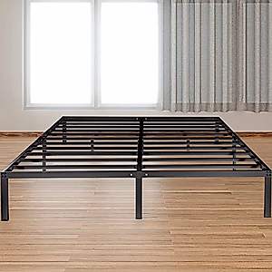 Pliwier 14 Inch Platform King Bed Frame, Heavy Duty Metal Bed Frame King Size, No Box Spring Needed, Anti-Slip, Noise Free, Easy Assembly (Black, King (U.S. Standard))