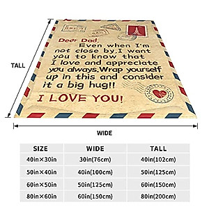 Gift for Dad Blanket from Son/Daughter Kids,to My Dad Blanket from Son Love Airmail Throw Blanket,Best Grandma Gifts,Soft Warm Flannel Fleece Custom Birthday Gifts for Dad