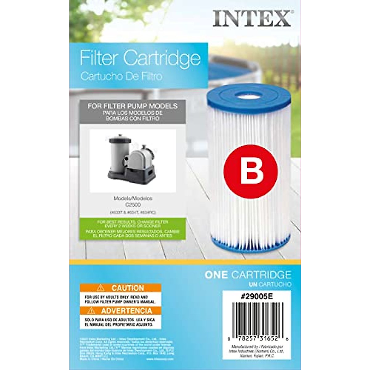 INTEX 29005E Type B Pool Filter Cartridge: For INTEX Filter Pumps – Easy-To-Clean – Dacron Paper – Efficient Filtration – Single Pack