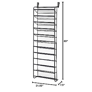 Whitmor 36 Pair Over The Door Shoe Rack, Gun Metal Gray