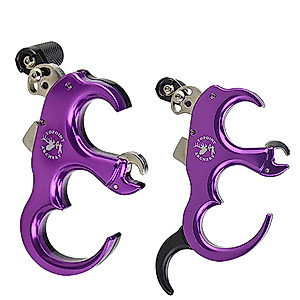 SHARROW Bow Release Aid 3/4 Fingers Automatic Archery Release Aluminium Alloy Thumb Trigger for Compound Bow Accessory (Purple)