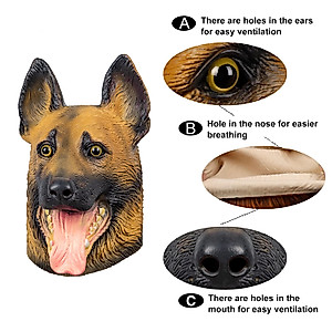 Dog Head Mask for Adult, Animal Costume Mask Halloween Latex Mask