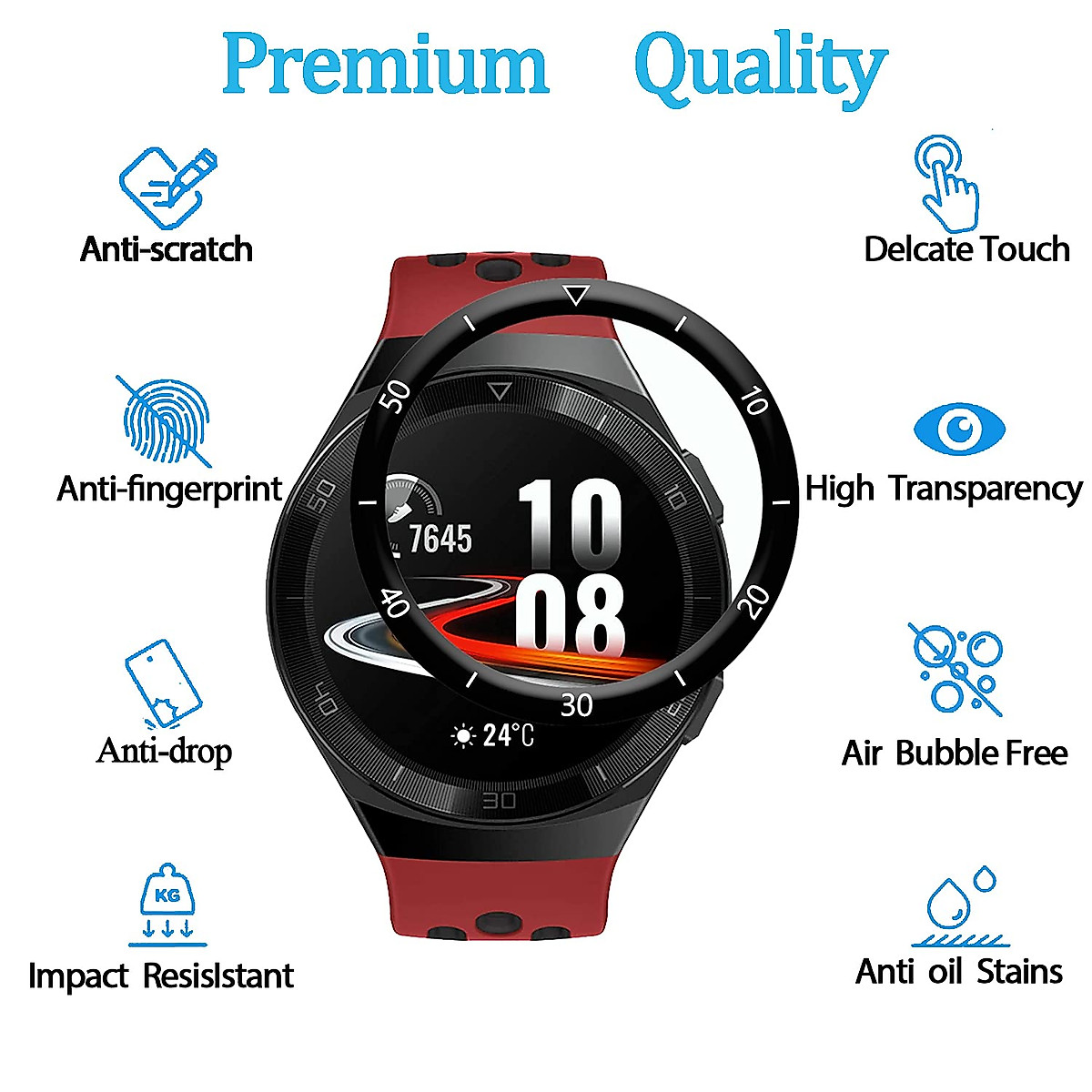 KELOLIN Screen Protector for HUAWEI Watch GT 2e, Easy to Install [3 Pack] 3D Curved Edge Anti-Scratch Anti-Fingerprint HD Ultra Shatterproof Flexible Protector Compatible with HUAWEI Watch GT 2e