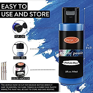 Acrylic Paint Set of 24 Colors 2fl oz 60ml Bottles with 3 Brushes,Non Toxic 24 Colors Acrylic Paint No Fading Rich Pigment for Kids Adults Artists Canvas Crafts Wood Painting