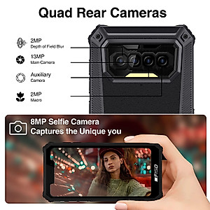OUKITEL B2021 Unlocked Rugged Smartphone, 6GB RAM+64GB ROM(SD 256G) Rugged Cell Phone, 8000mAh Battery 5.86" HD+ IP68/69K Waterproof Phone, 4G Dual SIM Global/4 Camera/Face ID/Fingerprint/NFC/GPS