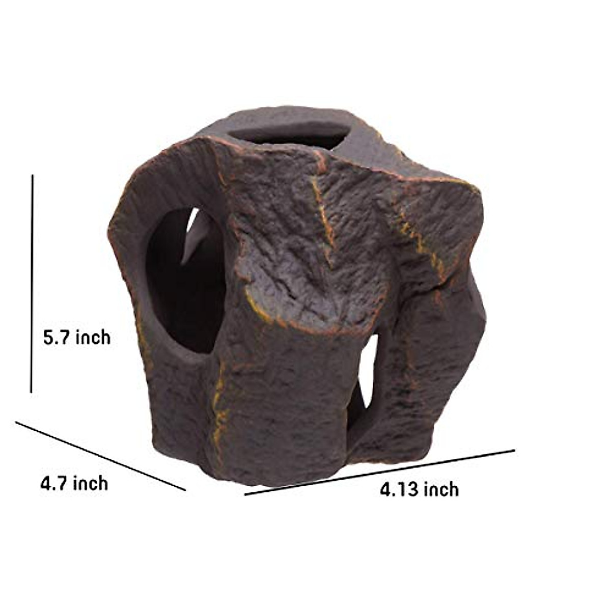 Plecoceramics Ceramic Magma Boulder Stone Decoration - Aquarium Fish Tank Hideway Decor - for Cichlids Plecos Bettas