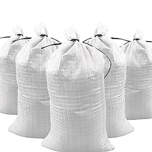 DURASACK Heavy Duty Sand Bags with Tie Strings Empty Woven Polypropylene Sand-Bags with 1600 Hours of UV Protection, 14x26 inches, White, Pack of 100