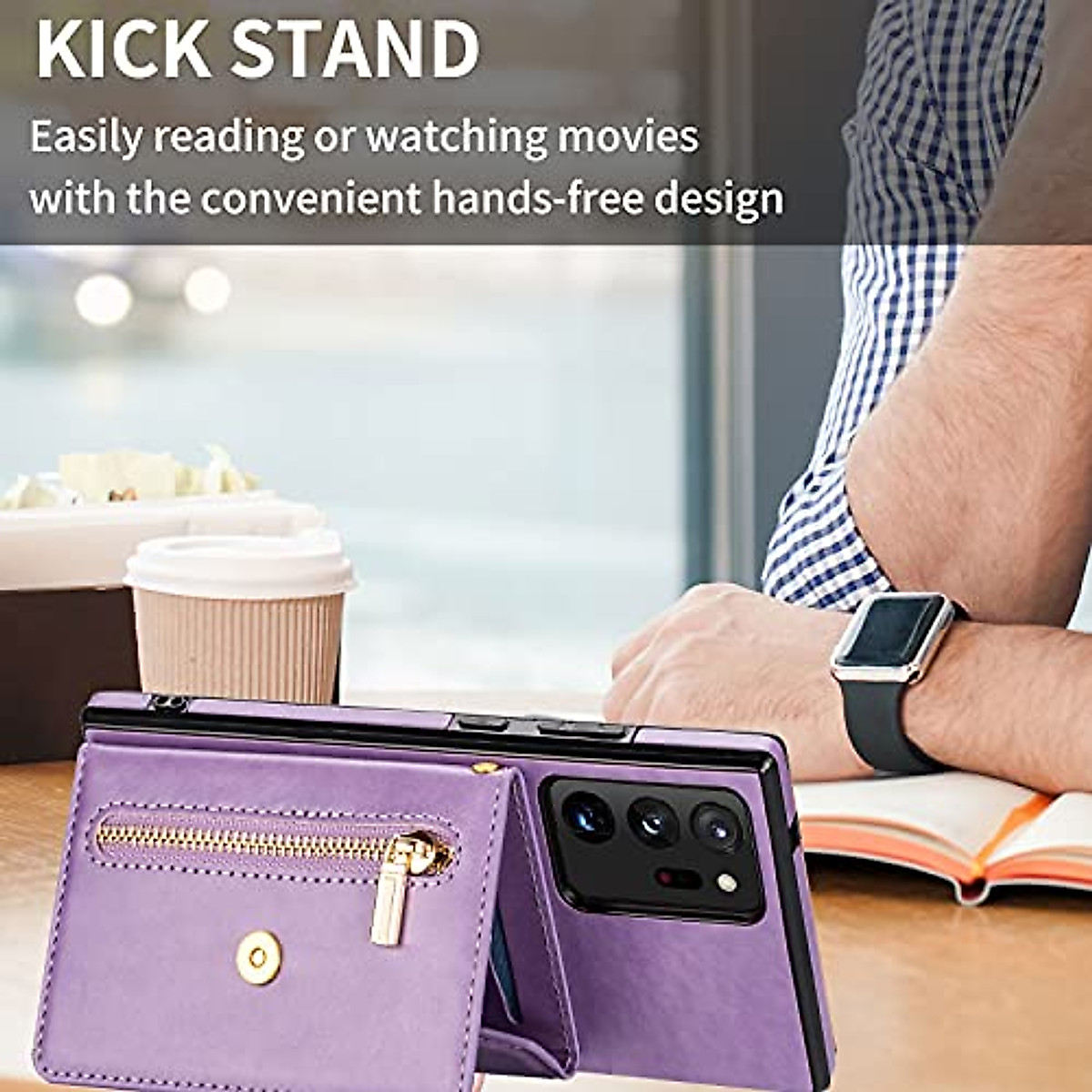 SZHAIYU Flip Leather Wallet Cover for Samsung Galaxy S23 Ultra 5G Crossbody Case with Credit Card Holder Strap Lanyard 6.8'', Women Girl Purse Kickstand (Purple,S23 Ultra)