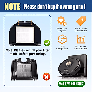 GuoYiAMA Replacement Parts Accessories Compatible with Shark AV2310AE/RV2310AE/RV2300S Matrix Robot Vacuum Cleaner, 2 Main Brush, 2 Sets HEPA & Filters, 6 Side Brushes,1 Main Brush Cover