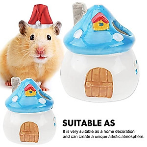 balacoo Ceramic Hamster Hideout Summer Cool Hamster Nest Mushroom Shape Pet Porcelain House for Mini Animals Guinea Pig Gerbil Ferret Syrian Hamster Chinchilla Rat
