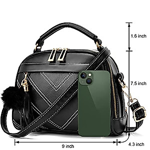 Women Leather Bag Top-handle Tote Ladies Bags Girls Crossbody Bag with Pompom Medium Shoulder Bag for Women Purse With Tassel Pink