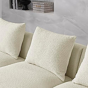 HomSof 5 Seat L Shape Sectional Sofa with Left Side Chaise and Ottoman, Modular Sofa, DIY Combination, Loop Yarn Fabric, Beige