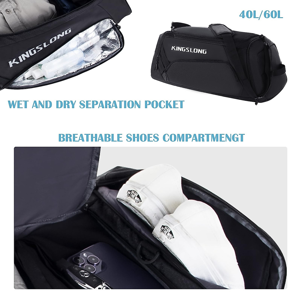 TPAID Carry On Backpack Large Travel Backpack Waterproof Convertible Shoulder Rucksack, Flight Approved Weekender Duffle Backpack, Camping Hiking Backpack for Men Fit 17 Inch Laptop