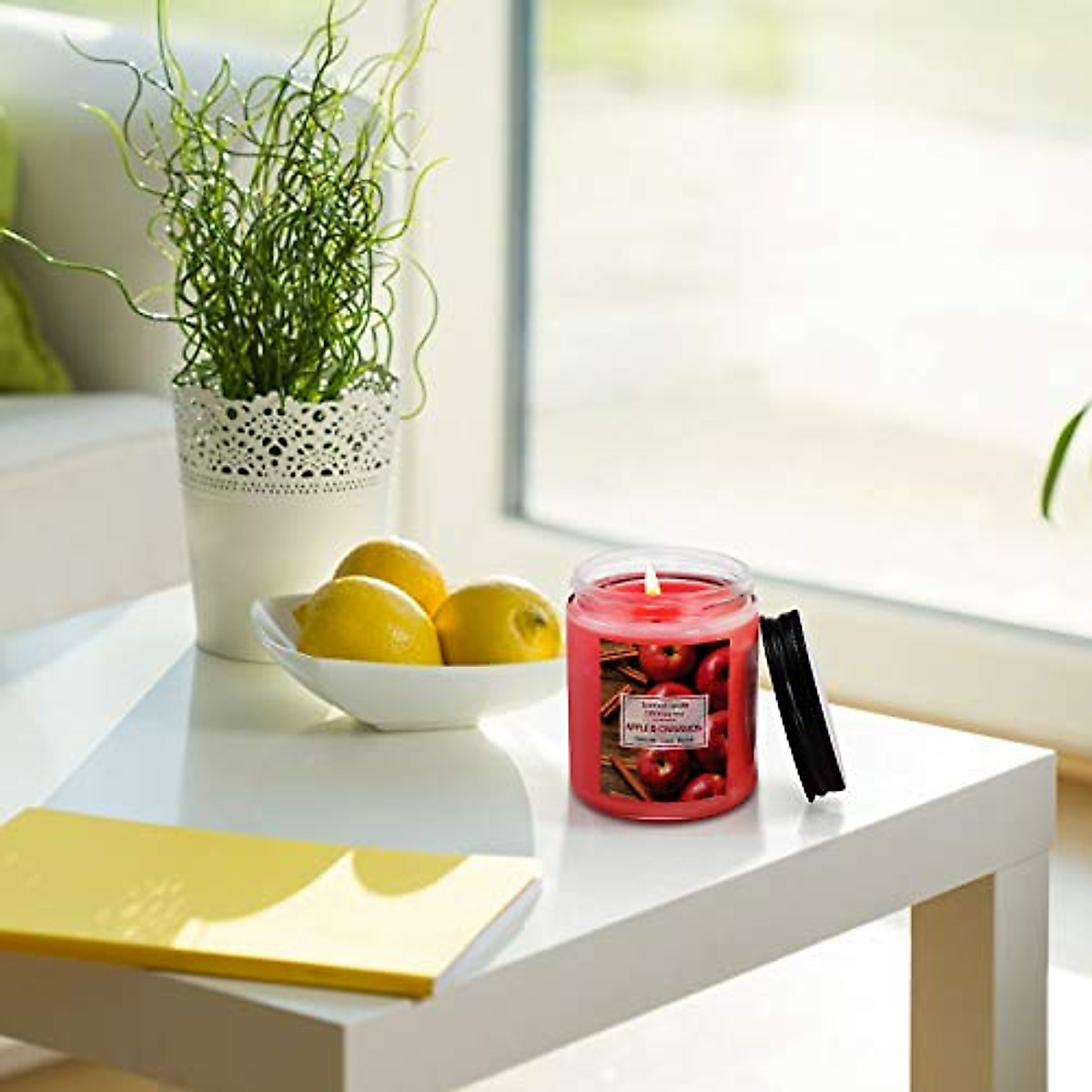 SCENTORINI Scented Candles, Apple Cinnamon Scented Candle, 7 oz Natural Soy Wax Candle, Aromatherapy Candle Gift Set for Halloween, Christmas