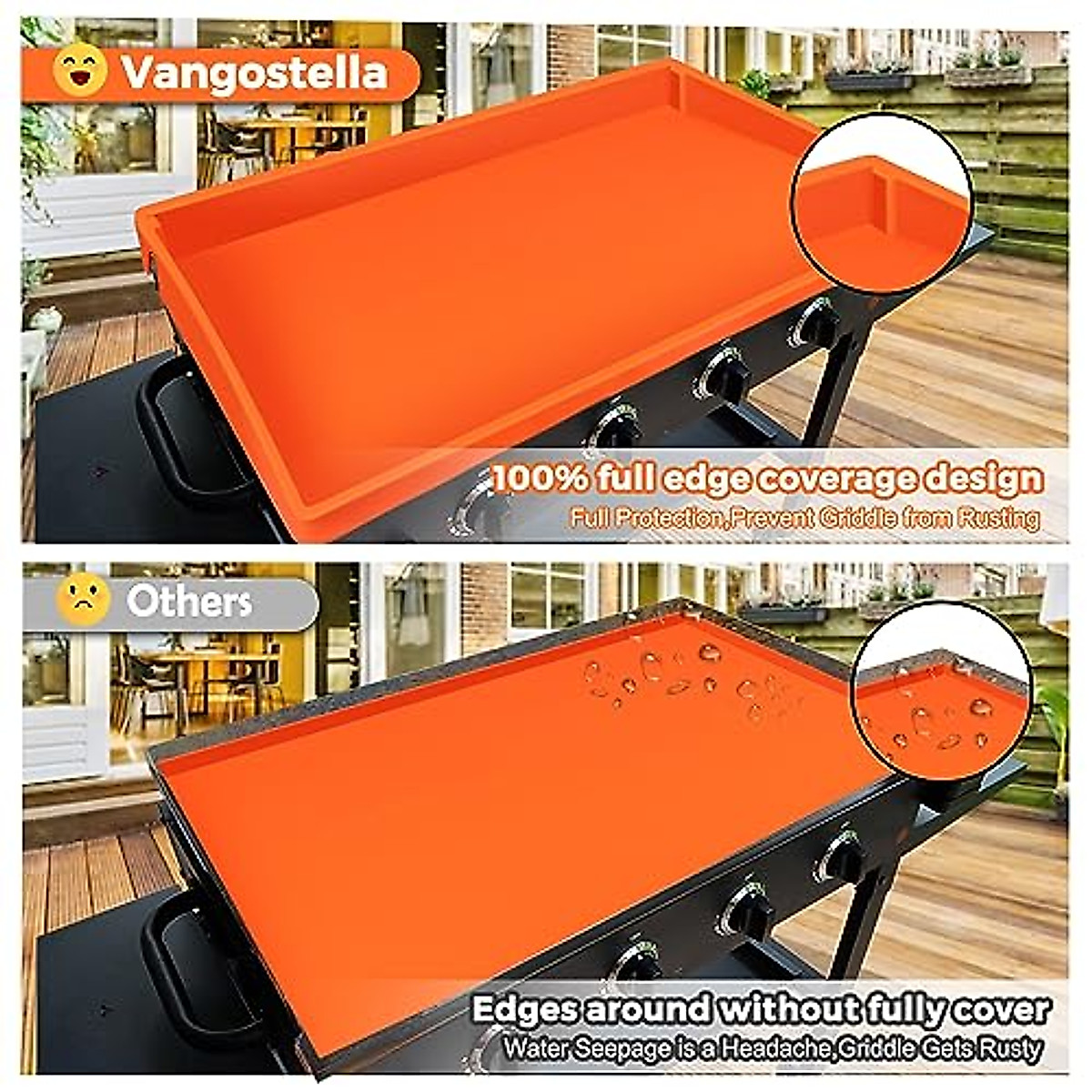 Vangostella 28 inch Griddle Mat Cover for Blackstone,Upgrade Full Edge Coverage-Heavy Duty -Food Grade Silicone Grill Cover, Cooking Surface Protective Mat Cover for Blackstone 28" Griddle ¡­