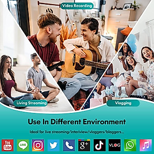 wedaniya Wireless Lavalier Lapel Microphone for iPhone iPad: 2 Clip on Microphones for Phone Video Recording, Professional Lav Mic for YouTube | Interview | Podcast | Vlog | Tiktok | Live Stream