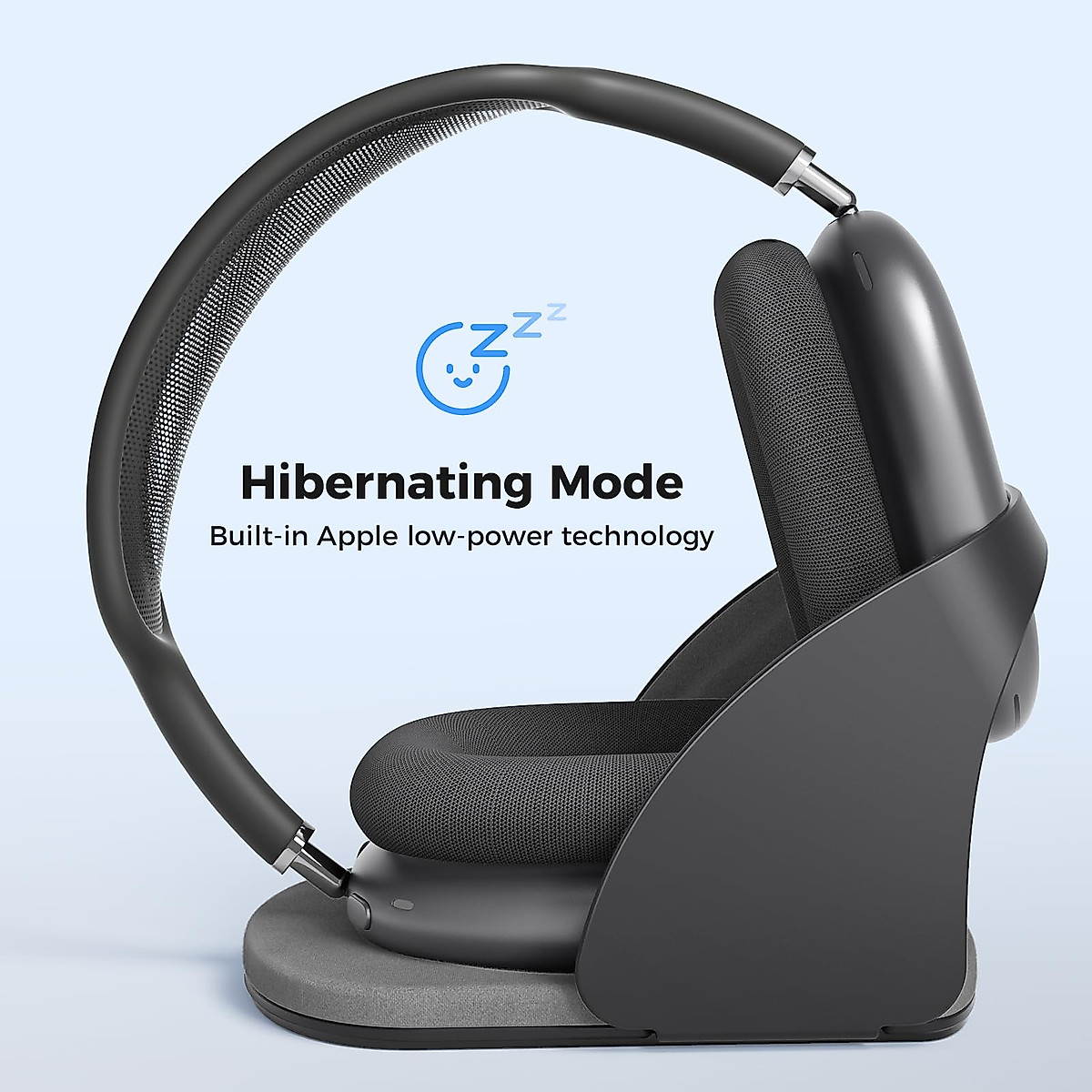 SUPERONE 【Sleep Mode】 Smart Headphone Stand Designed for AirPods Max, Headset Holder with Hibernating Base AirPods Max Stand Aluminum Alloy, Grey