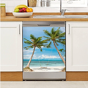 Dishwasher Magnet Cover Paradise Holidays on KOH Phangan Thailand Magnetic Refrigerator Stickers Decorative Appliance Cover Fridge Panels Metal Door Garage 23"Wx26"H