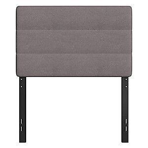 Flash Furniture Paxton Upholstered Headboard - Channel Stitched Gray Fabric Upholstery - Twin - Adjustable Height from 44.5" to 57.25" From Floor