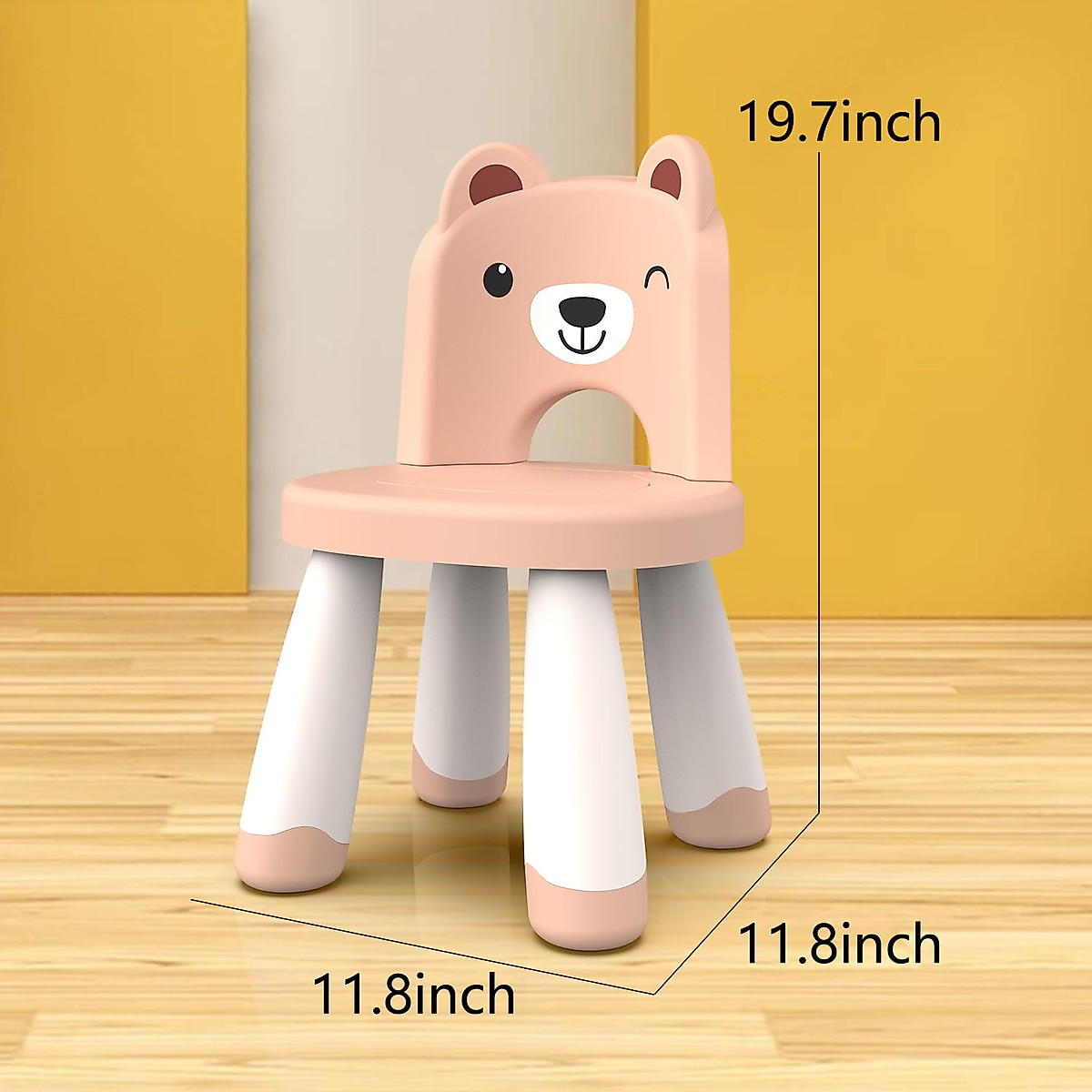 Tubasaya Kids Plastic Chair, Durable and Lightweight Kids Chair,11" H Seat, Indoor or Outdoor Use for Toddlers Boys Girls Birthday Gifts (Pink)