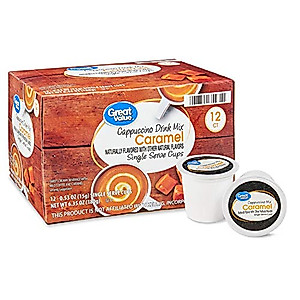 Great Value Cappuccino Coffee and Hot Drink Single Serve Pods, 12 Count (Caramel Cappuccino, Pack of 4)