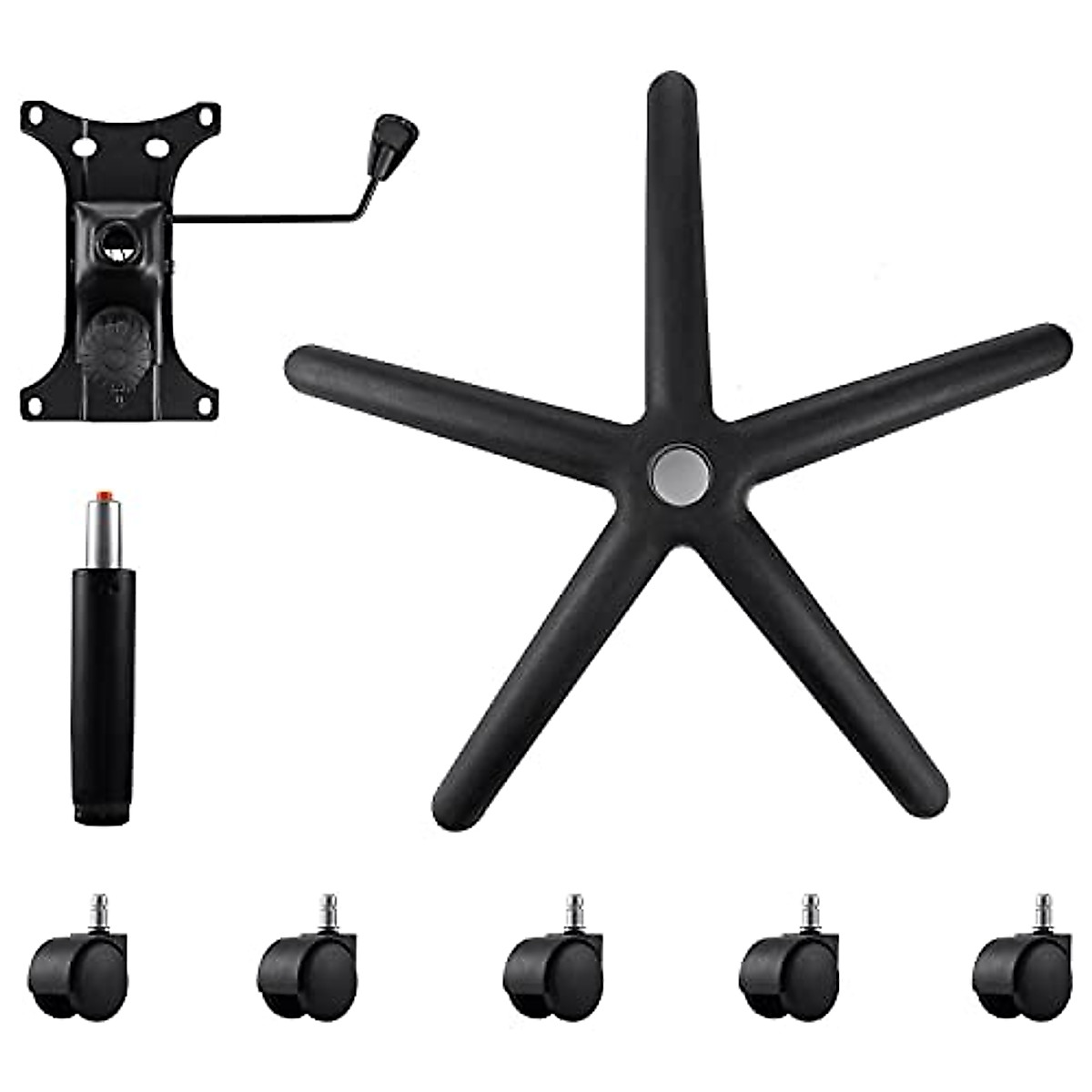 Hihone Office Chair Base, 330lbs Replacement Swivel Chair Base with Bottom Plate Base Cylinder and 5 Casters, Tilt Style Chair Base with Rolling Wheels Height Adjustable, 28" Office Chair Base