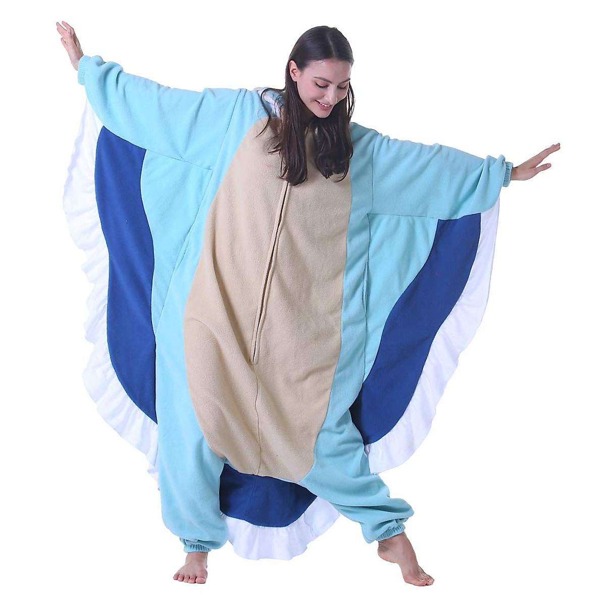 DELEY Unisex Blue Sea Hare Costume Adult Onesie, One Piece Pajamas, Halloween Cosplay Costumes Homewear Jumpsuit