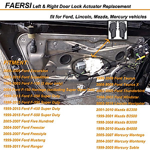 Power Door Lock Actuator Left and Right Side Compatible with Ford F150 F250 F350 Excursion Expedition Mustang Ranger, Lincoln, Mercury, Mazda Lock Actuator Replaces 6L3Z25218A43AA, 6L3Z25218A42AA