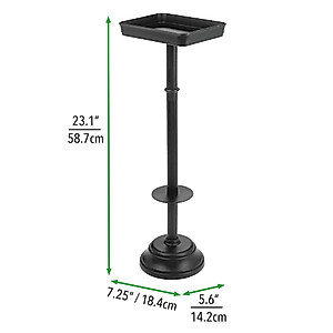 mDesign Modern Plastic Freestanding Storage Tray Stand, Pedestal with Storage Capacity for 2 Rolls of Extra Reserve Toilet Paper - Top Tray for Cell Phone, Book, Spray - Bathroom Organization - Black