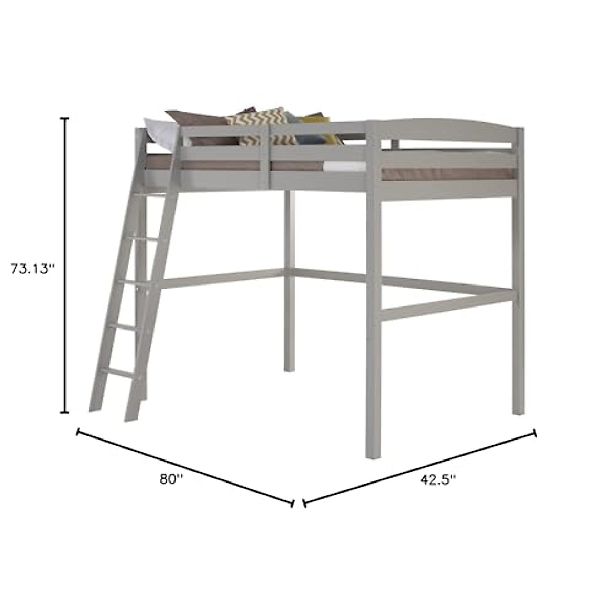 Camaflexi High Bed Loft, Full, Grey (Model: T1404F)