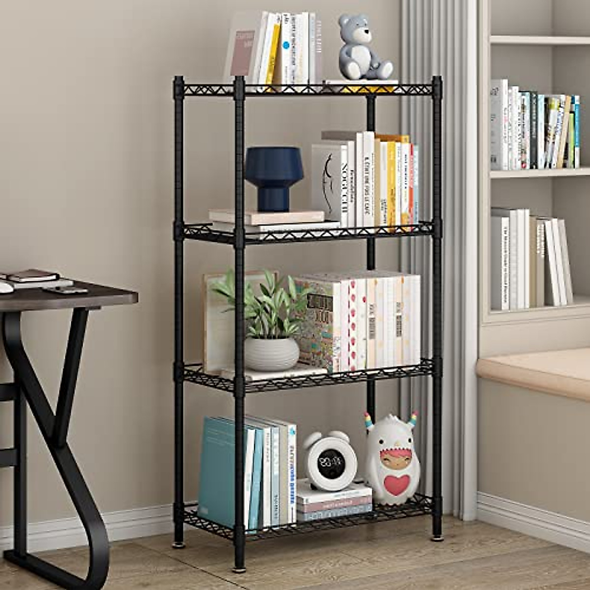 YIZAIJIA Storage Rack Shelving Adjustable 4 Tier Tall Metal Unit Organizer Wire Rack for Closet Bathroom Laundry Small Space Kitchen Garage