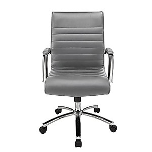 Realspace® Modern Comfort Series Winsley Bonded Leather Mid-Back Chair, Gray