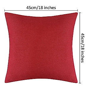 Ruisita 2 Pack 18 x 18 Inches Waterproof Pillow Covers Square Garden Cushion Case Decorative Outdoor Throw Pillow Covers for Home Garden Patio (Red)