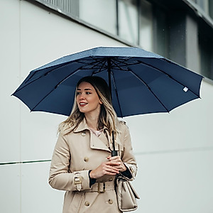 Prospo 62 Inch Large Travel Umbrellas for Rain Windproof, 10 Ribs Compact Reverse Folding Golf Umbrella, Double Canopy Automatic Open Close