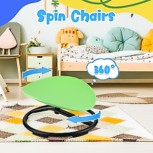 Leyndo Kids Sensory Chair Swivel Spinning Chair for Autism Kids Toddlers Wobble Chair Seat Rocking Chair for Kids Improve Balance Relief of Motion Sickness (Green,Egg Shape)