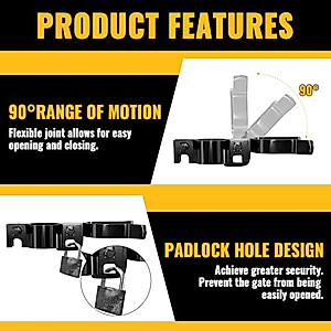 VIVIDA Chain Link Gate Latch 1-3/8" x 1-7/8", Black Gate Fork Latch for Outdoor Fence, Black Powder Coated, Chain Link Fence Parts, 2 PCS