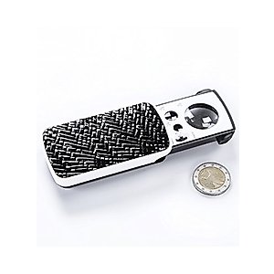 Snowmanna-30X/60X/90X LED Lighted Slide Out Pocket Magnifying Glass High Magnification with LED and UV Lights Portable Loupe Magnifier Loop Currency Detecting Jewelry Magnifier (Black)