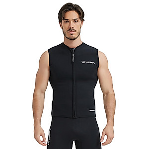 Lemorecn Mens Wetsuits Top Premium Neoprene 3mm Zipper Diving Vest (2095black-L)