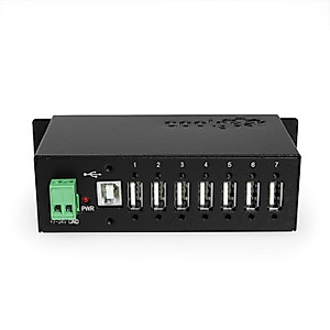 USB 2.0 7-Port Hub with DIN Rail Mounting - Metal Chassis Japan NEC Chip